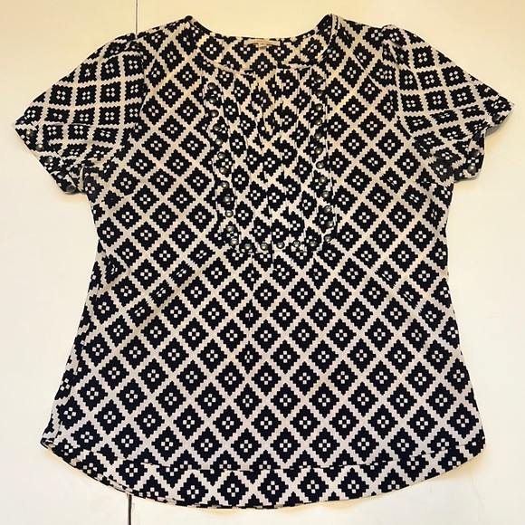 41 Hawthorn | Tops | 4 Hawthorn Navy Patterned Short Sleeve Blouse With Stud Detail | Poshmark